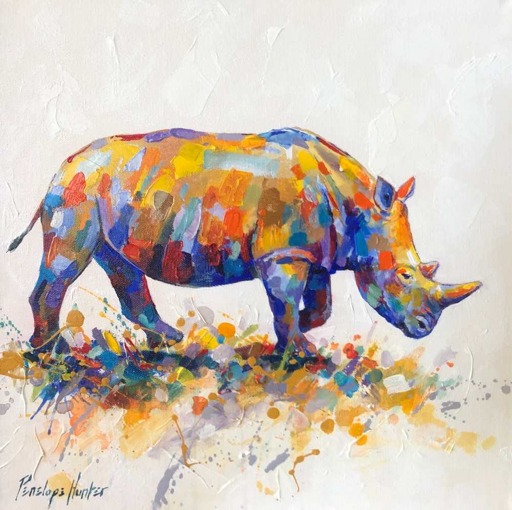 Penelope Hunter - Rhino (400 x 400)(SOLD) - Lonehill Art Gallery