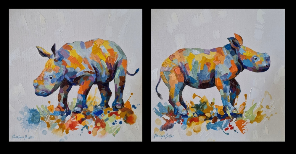 Penelope Hunter - Colorful Rhino (400 x 400 Each) - Lonehill Art Gallery
